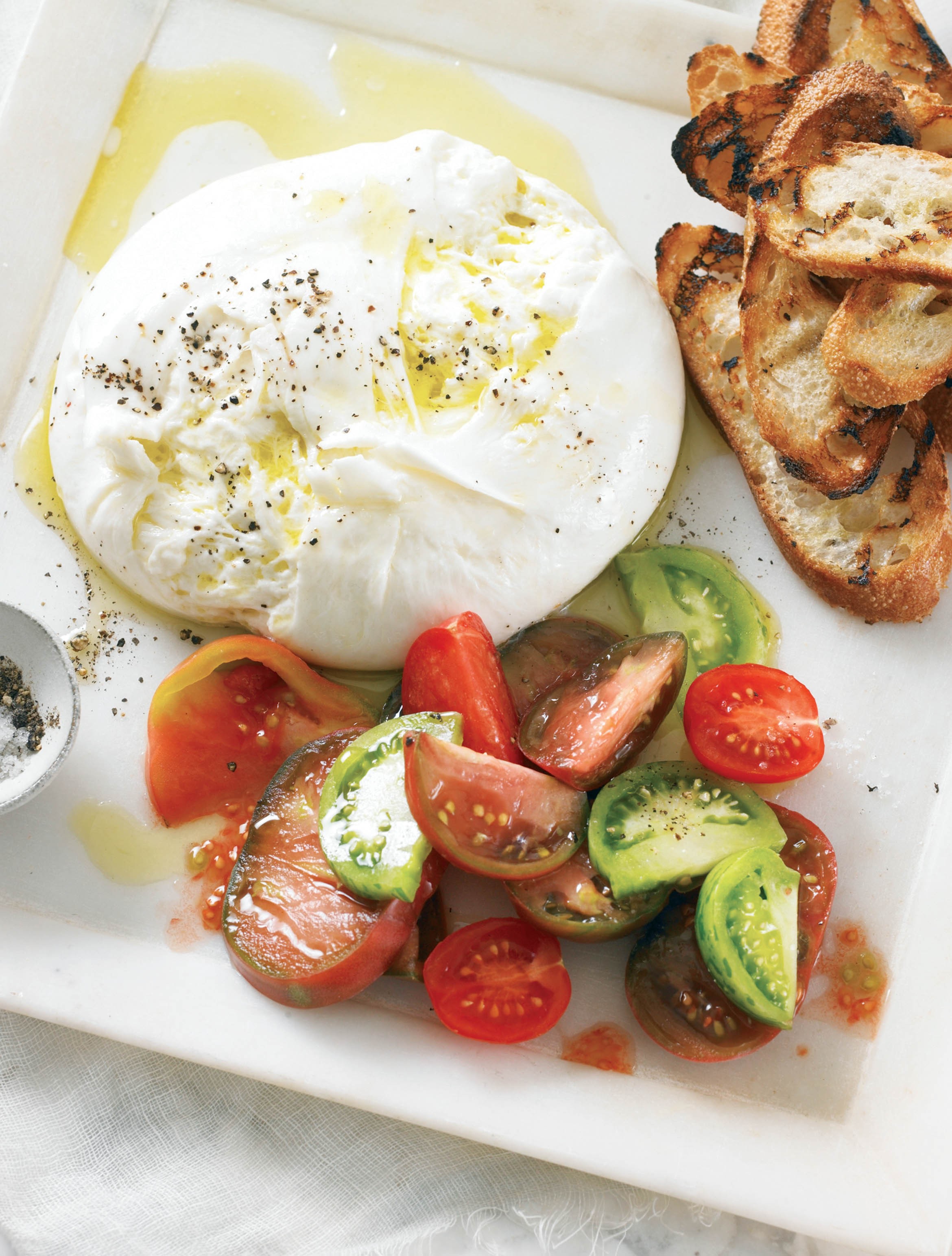 Burrata with Grilled Bread and Heirloom Tomatoes from Cheese Obsession ...
