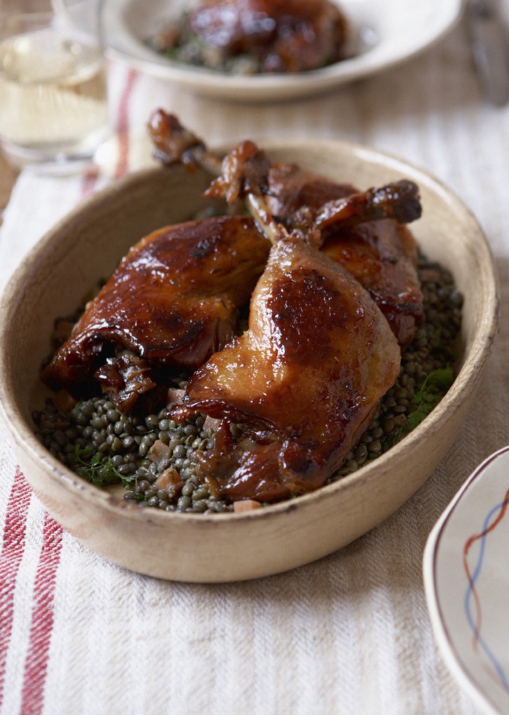 Confit de canard aux lentilles from French Brasserie Cookbook by Daniel ...