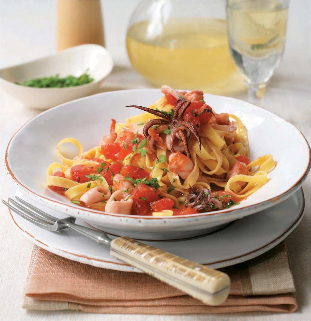 Tagliatelle con Calamari e Moleche from The Italian Regional Cookbook ...
