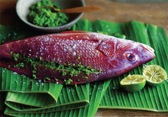 Baked Goan Fish with Fresh Green Chile Chutney from Mangoes & Curry ...