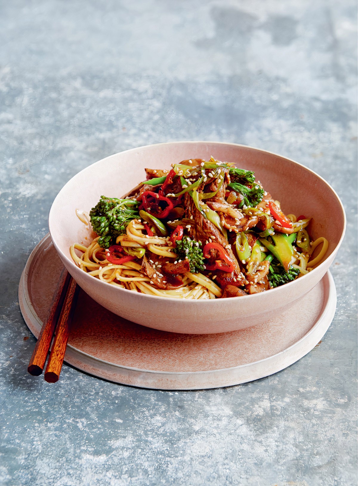 Beef, shiitake mushroom and broccoli stir-fry from Solo by Signe Johansen
