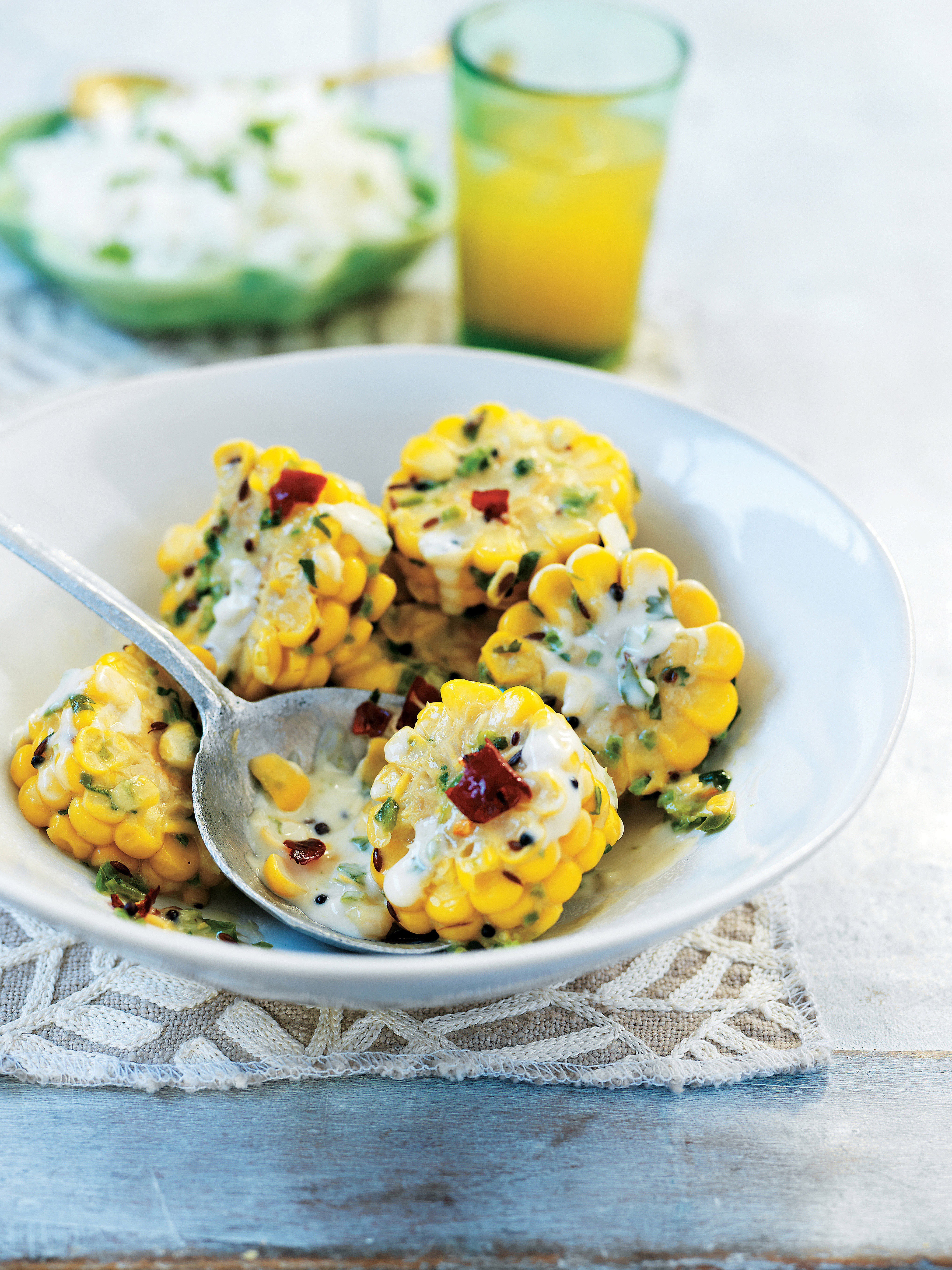 Corn on the cob poached in coconut milk from The Complete Indian ...