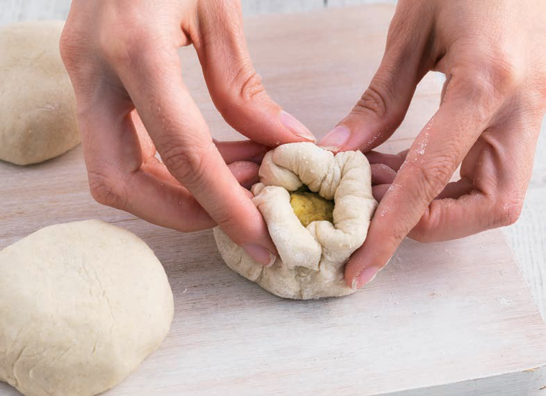 Deep-fried stuffed bread from The Complete Indian Regional Cookbook ...